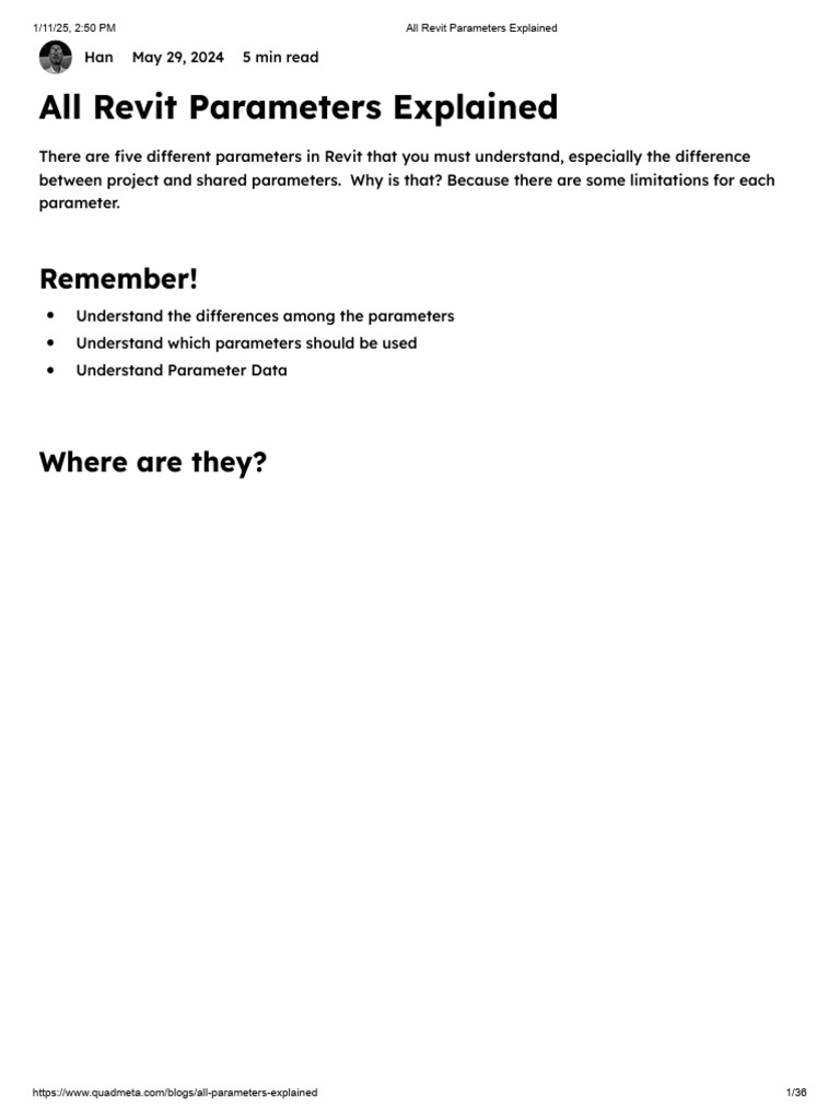 Revit Parameters for Architects | PDF | Parameter (Computer Programming) | Autodesk Revit