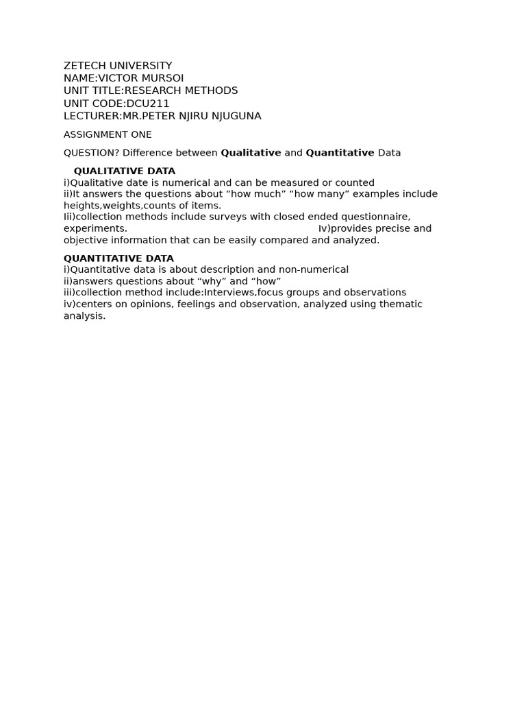 Dcu 211 Research Methods Assignment 1 | PDF