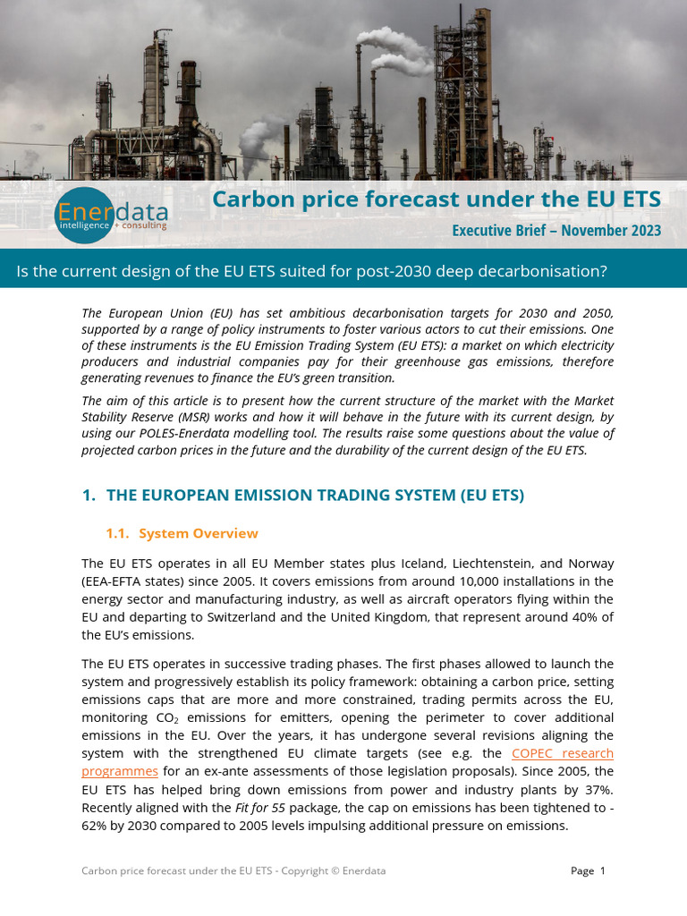 Carbon Price Forecast Under Eu Ets | PDF | Climate Change Mitigation | Emissions Trading
