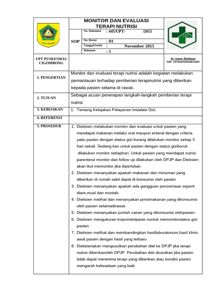 Sop Monitor Dan Evaluasi | PDF