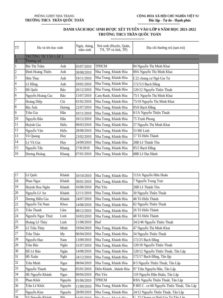 TUYN SINH 2021-2022-TQT (1) | PDF