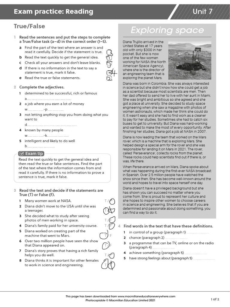 B1 U7 Exam Practice - Reading | PDF