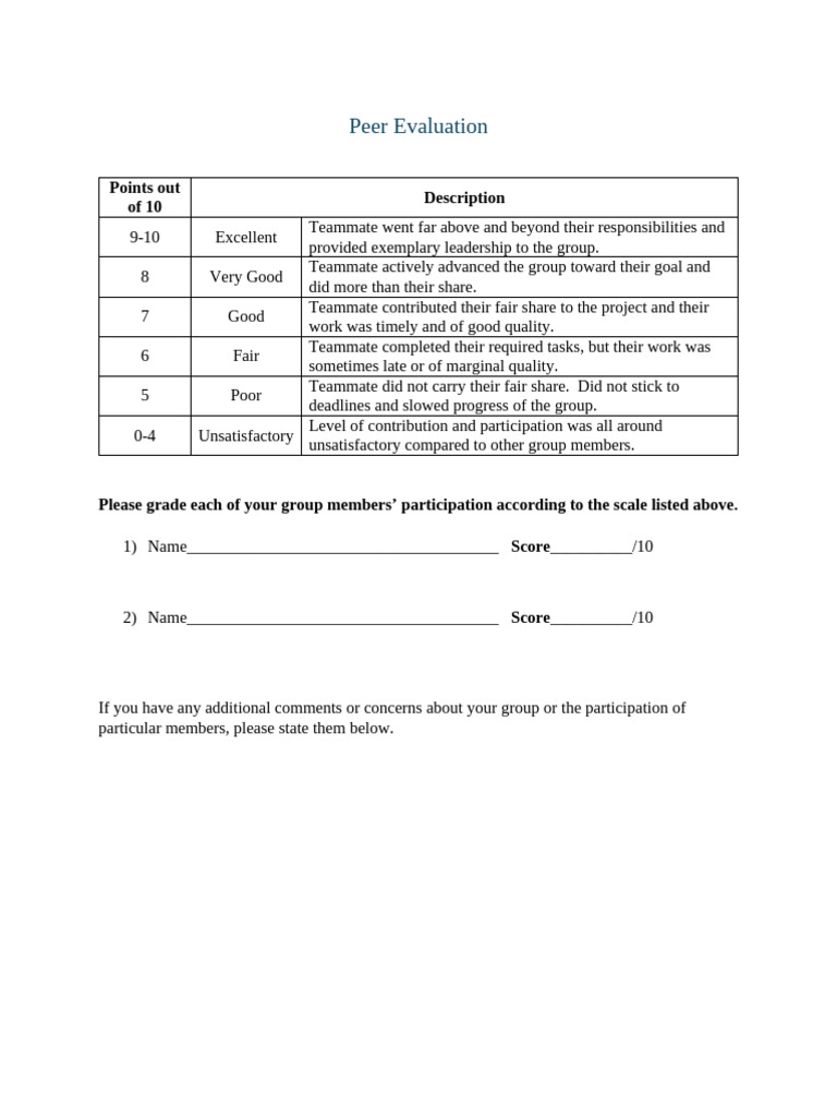 Peer Evaluation | PDF