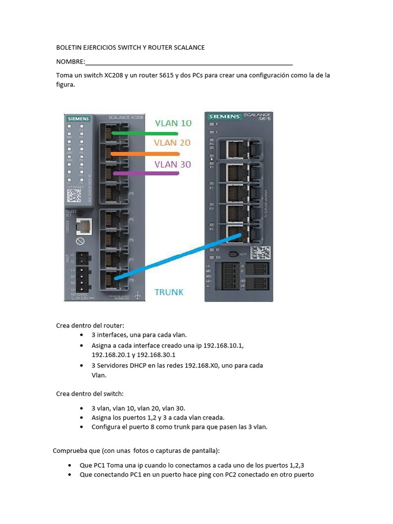 Boletin Ejercicios Switch y Router Scalance (4) | PDF