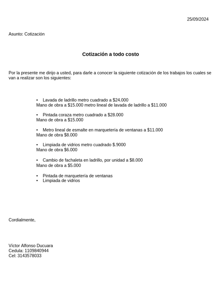 Cotizacion Ejemplo | PDF