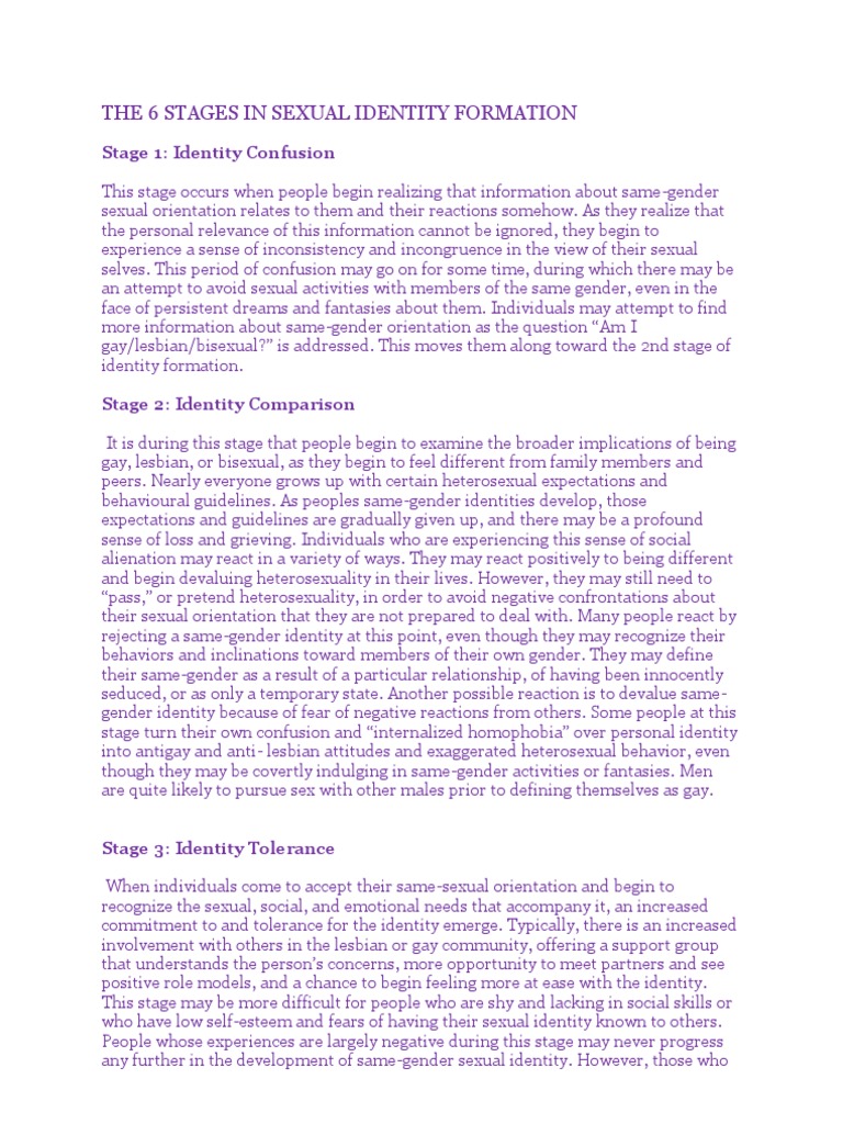 The 6 Stages in Sexual Identity Formation | Homosexuality | Sexual ...