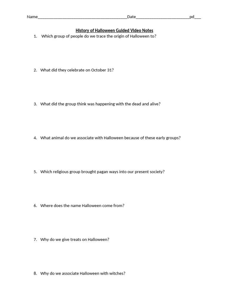 History of Halloween Guided Video | PDF