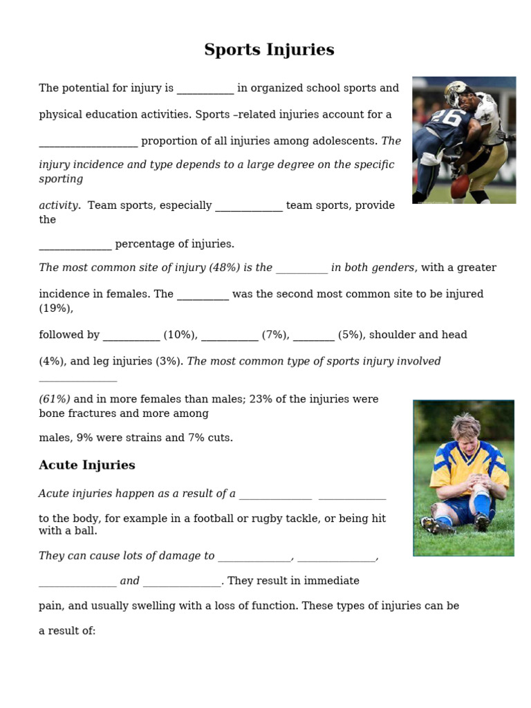 Sports - Injuries - Notes | PDF | Concussion | Elbow