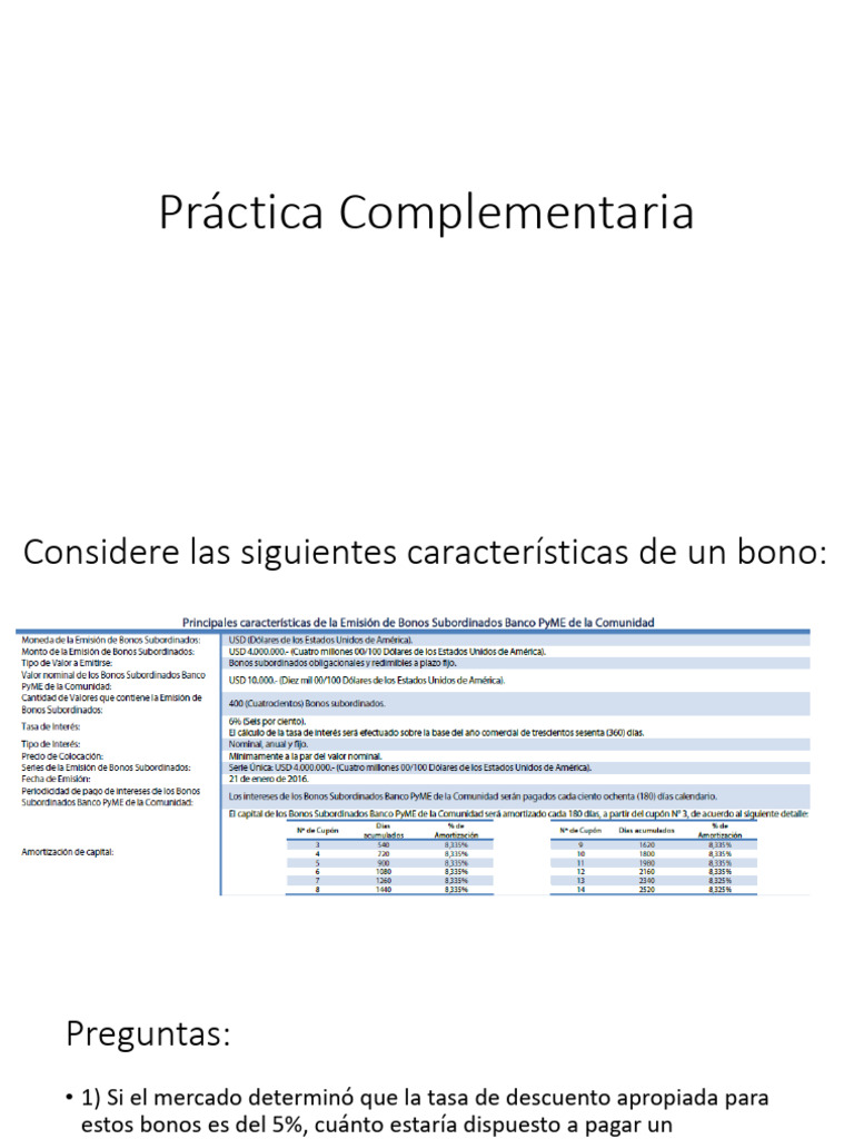 Practica Complementaria Bonos | PDF