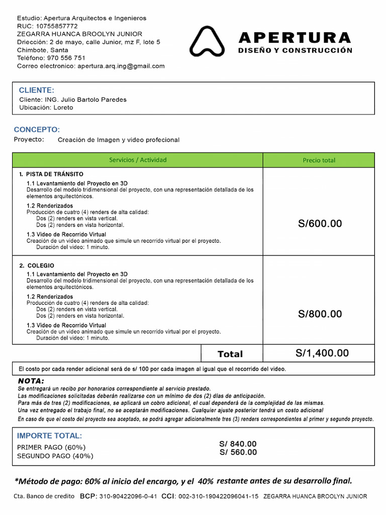 Proforma - Renders Video | PDF