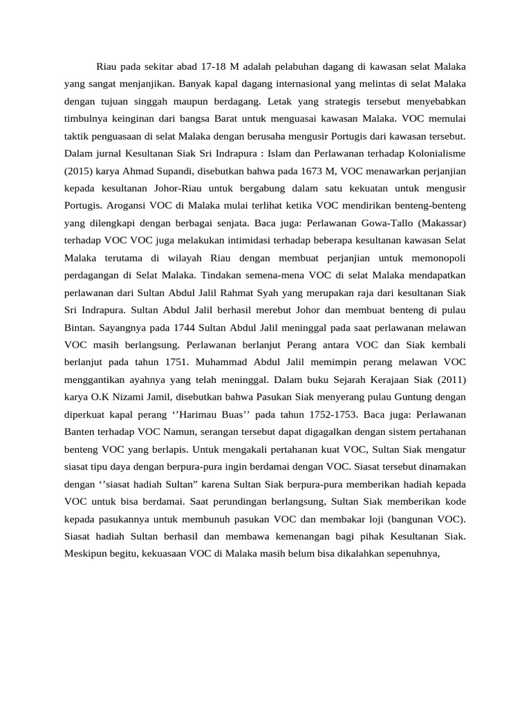 SEJARAH RIAU MASA KOLONIAL | PDF