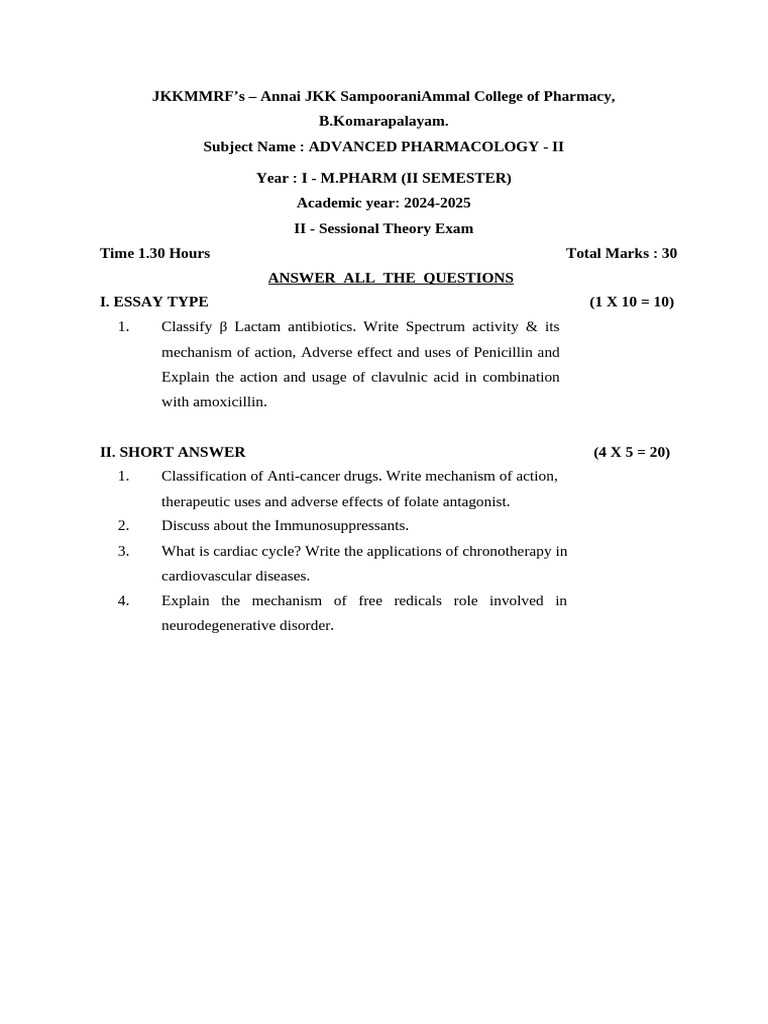 1) Advanced P.cology - Ii Sess - Ii - QP | PDF