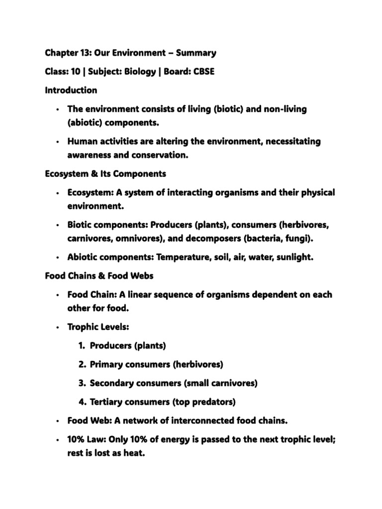 Our Environment Cheat Sheet | PDF