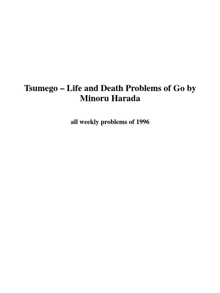 Tsumego - Life and Death Problems of Go by Minoru Harada | PDF | Sports ...