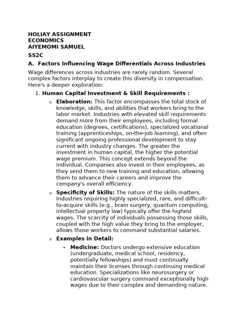 Holiay Assignment Economics | PDF | Labour Economics | Economic Equilibrium