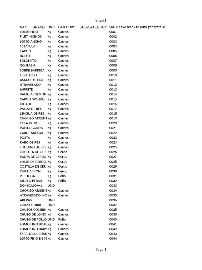 Import Products Csv Template | PDF