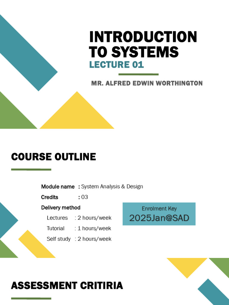 SAD - Lecture 1 - Introduction to Systems_45a7f65e45d9d6e3ef7d3690fc80bc8b | PDF | System ...