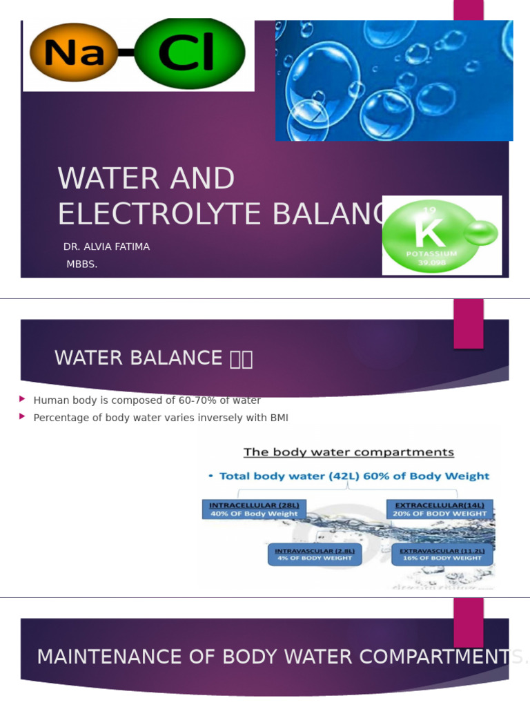 Water and Electrolyte Balance Overview | PDF | Electrolyte | Dehydration