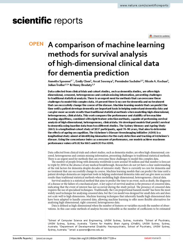 A Comparison of Machine Learning Methods For Survival Analysis of High-Dimensional Clinical Data ...