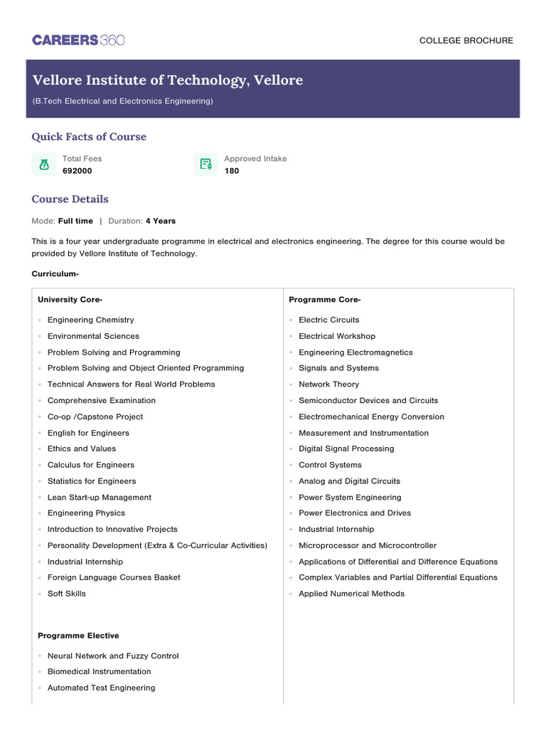 B.Tech Electrical and Electronics Engineering-VIT Vellore - Admission ...
