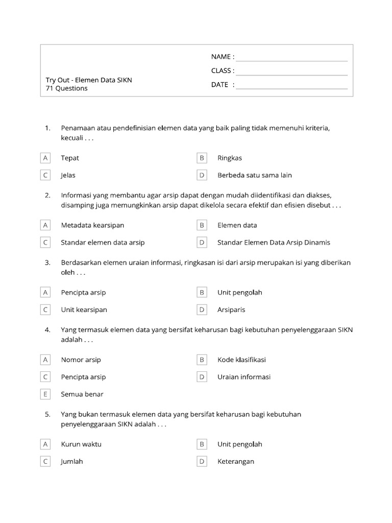 Try Out - Elemen Data SIKN | PDF