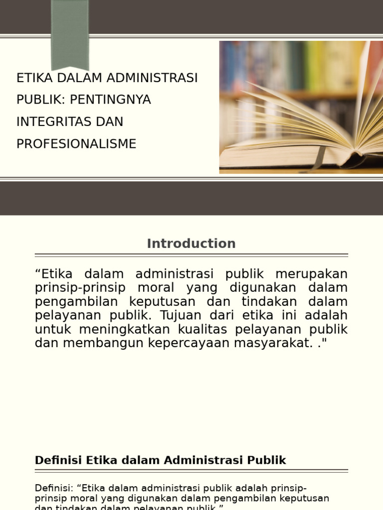 Etika dalam Administrasi Publik | PDF