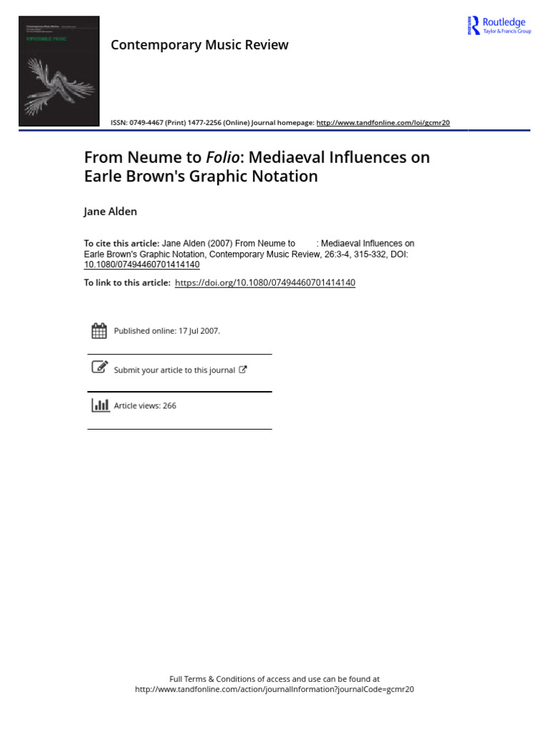 Alden, J. (2007) - From Neume To Folio Mediaeval Influences On Earle ...