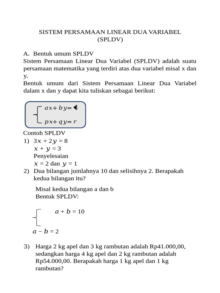 (8) SPLDV | PDF