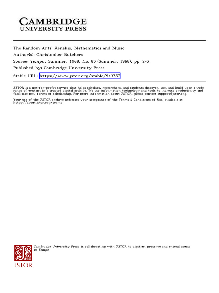 Butchers, C. (1968) - The Random Arts Xenakis, Mathematics and Music ...