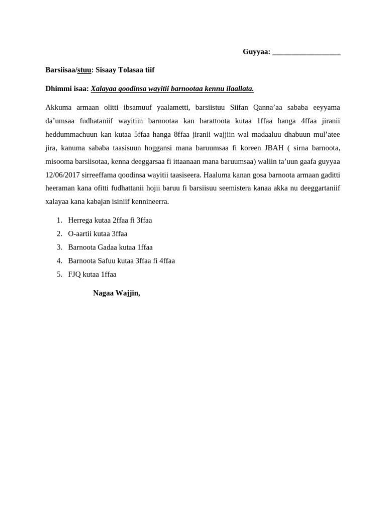 Sisaay Tolasaa | PDF