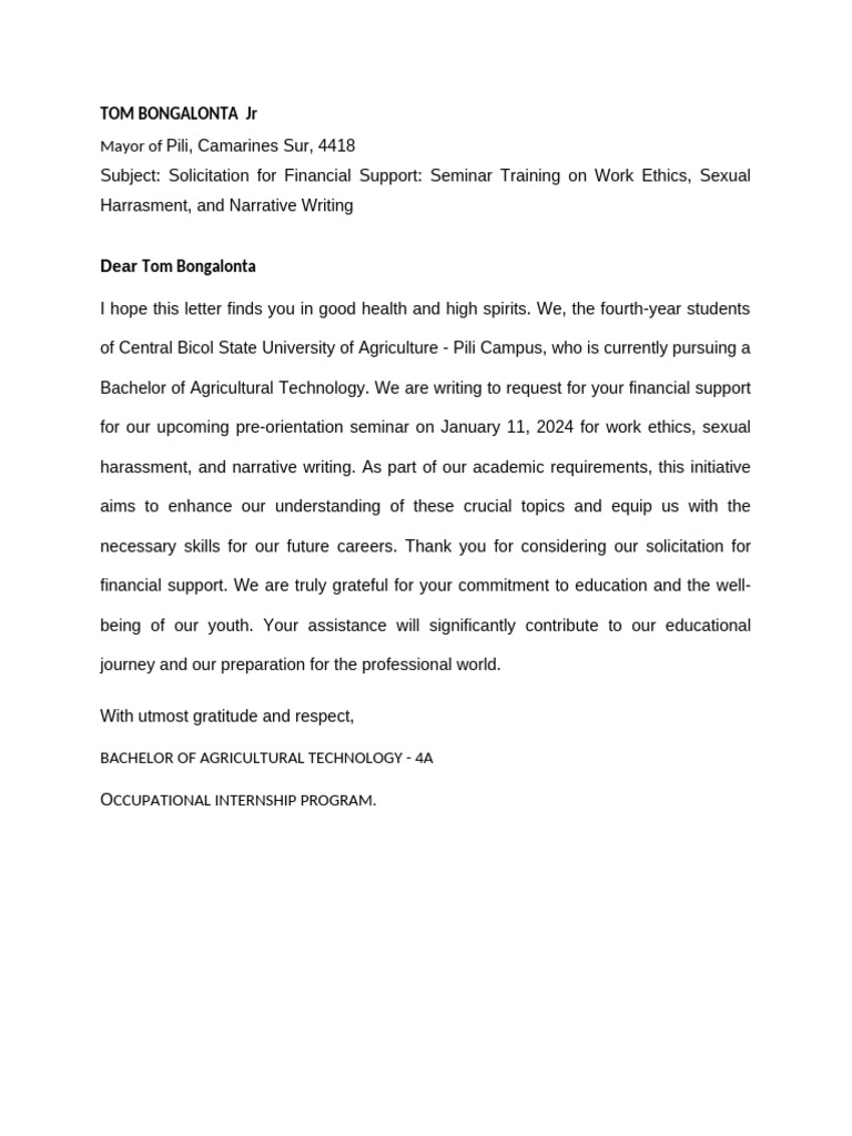 OIP SOLICITATION LETTER Honorable Luigi Villafuerte | PDF