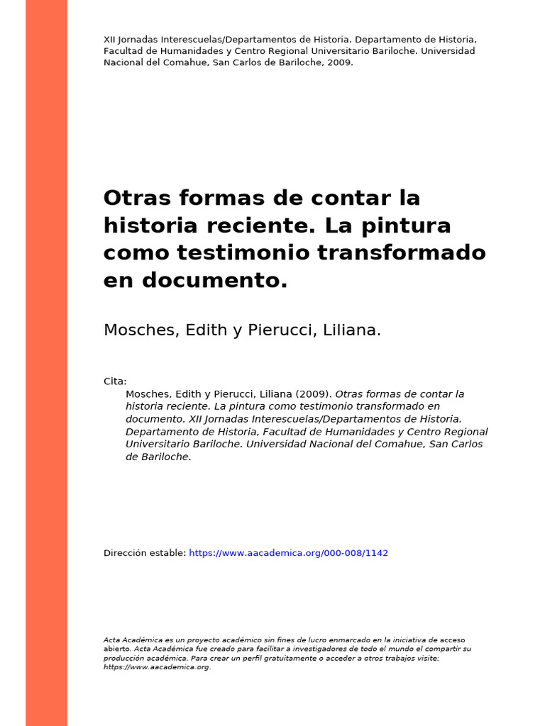Mosches, Edith y Pierucci, Liliana (2009). Otras formas de contar la ...