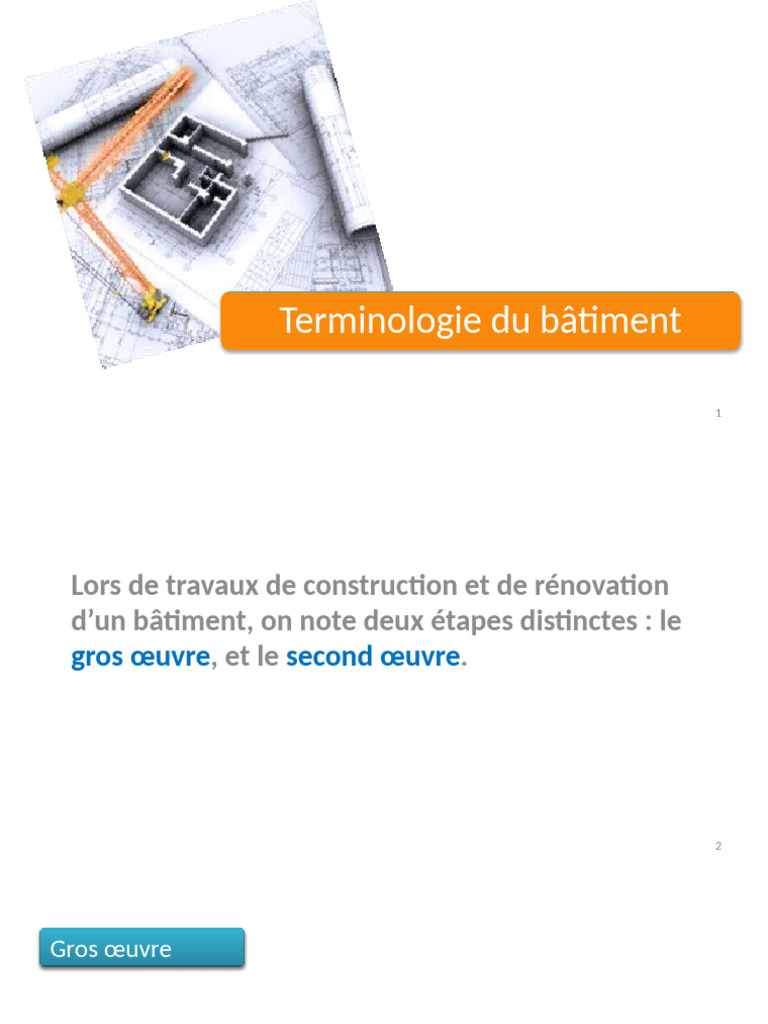 Chapitre 1 - Terminologie Batiment | PDF | Mortier (matériau) | Mur