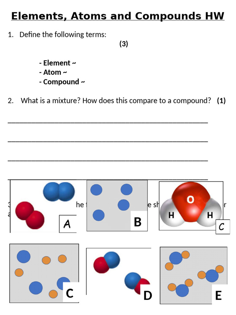 Elements, Atoms, and Compounds Guide | PDF | Chemical Compounds ...