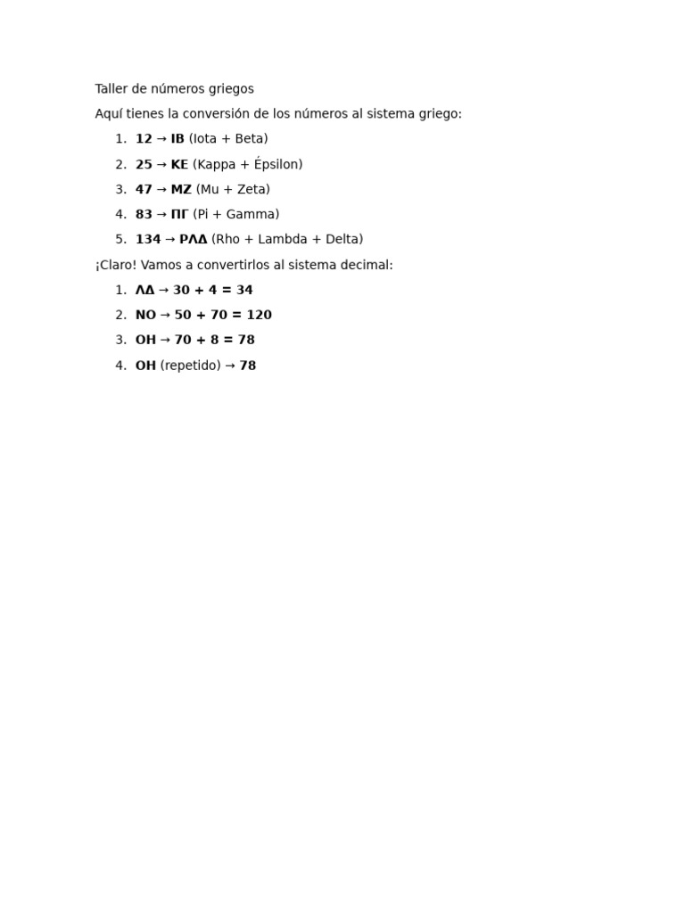 Taller Numeros Griegos | PDF