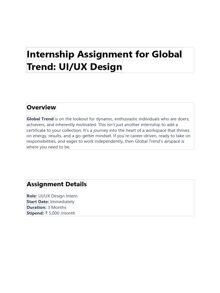UI/UX Design Internship Assignment | PDF