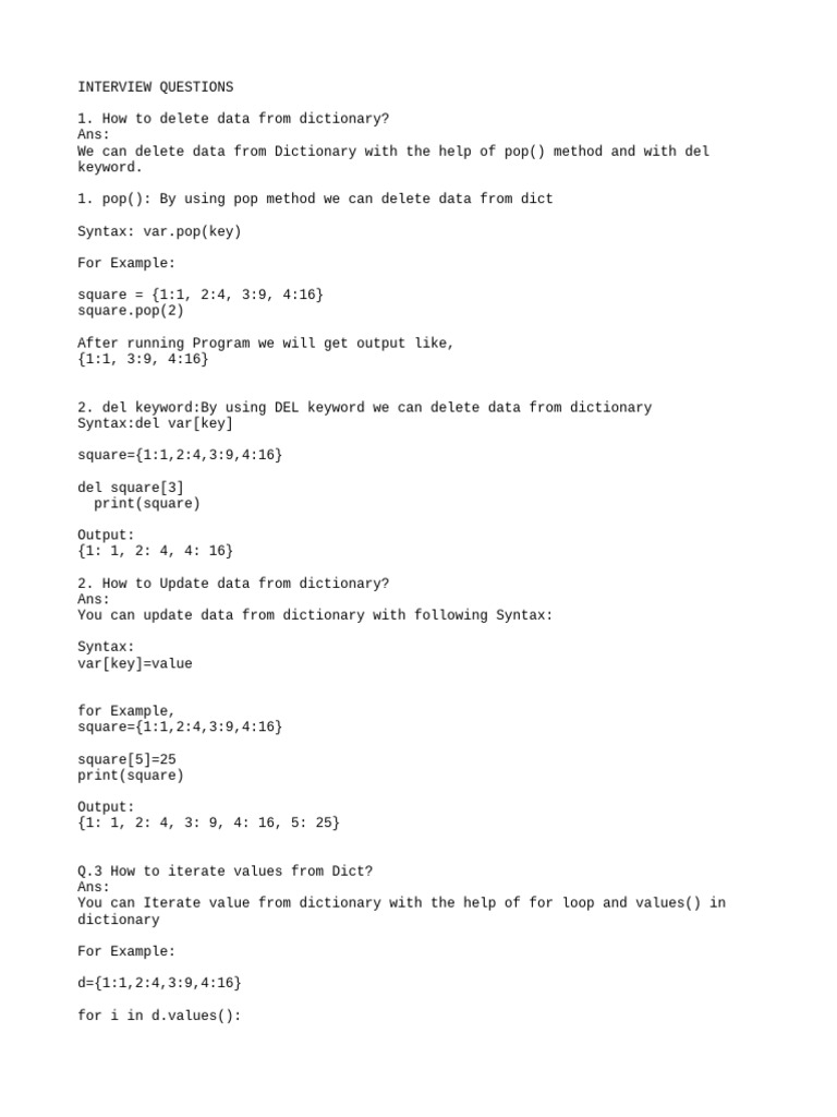 Python Dictionary Operations Explained | PDF
