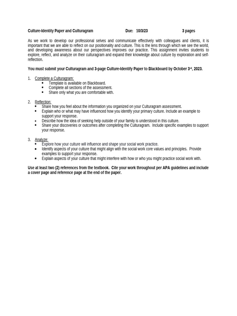SWK 200 - Culture-Identity Paper and Culturagram-2 | PDF