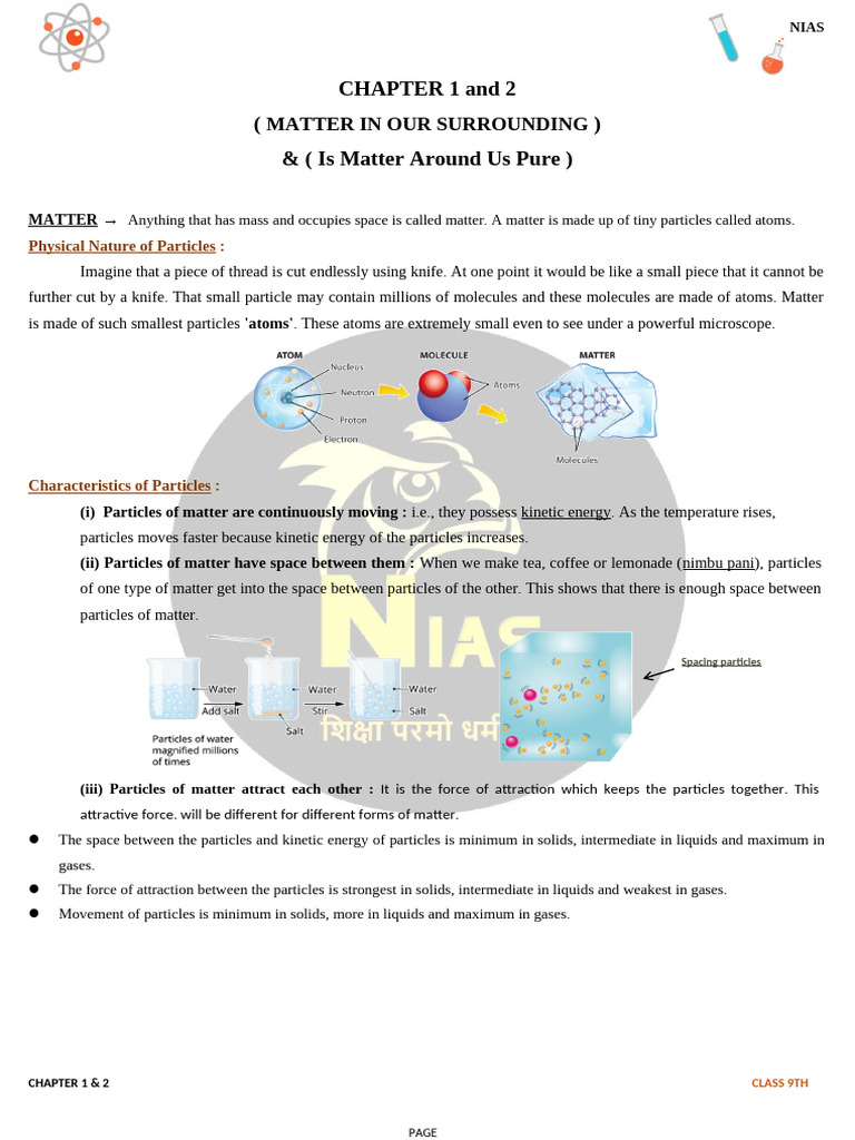 9th Chapter 1 and 2 Chemistry | PDF | Mixture | Chemical Compounds