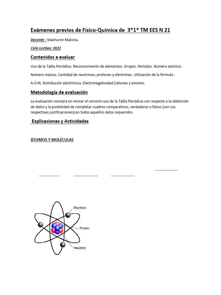 Exámenes Previos de Quim3 | PDF | Átomos | Núcleo atómico