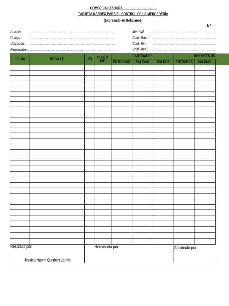 Control de Mercadería con Tarjeta Kardex | PDF