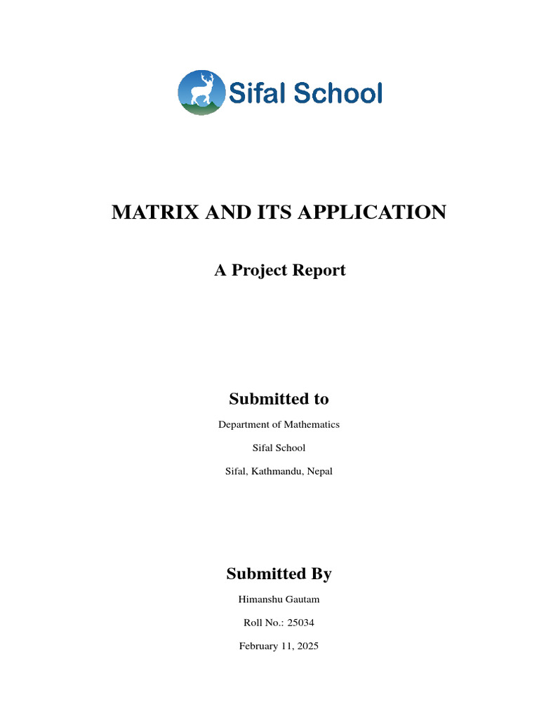 Matrix and Its Application Final | PDF | Matrix (Mathematics) | Linear ...