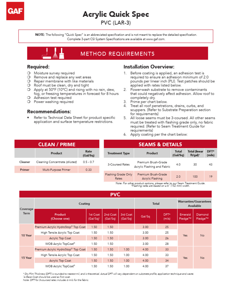 GAF Acrylic over PVC | PDF | Roof | Secondary Sector Of The Economy