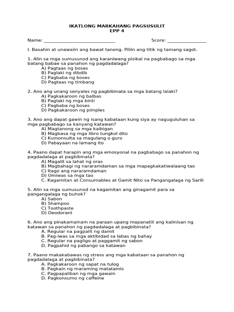 PT - Epp 4 - Q3 - Matatag | PDF