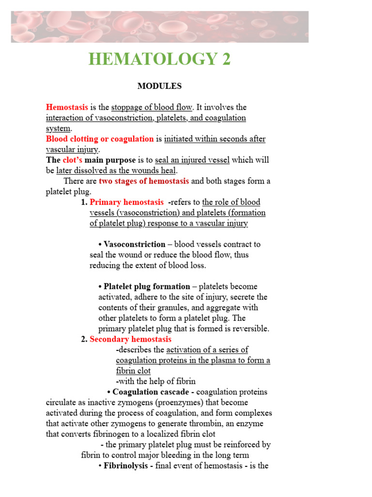 Hematology Manual | PDF | Coagulation | Platelet