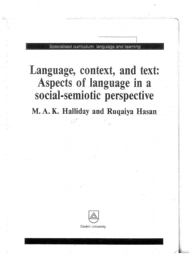 Halliday 1985 Context | PDF