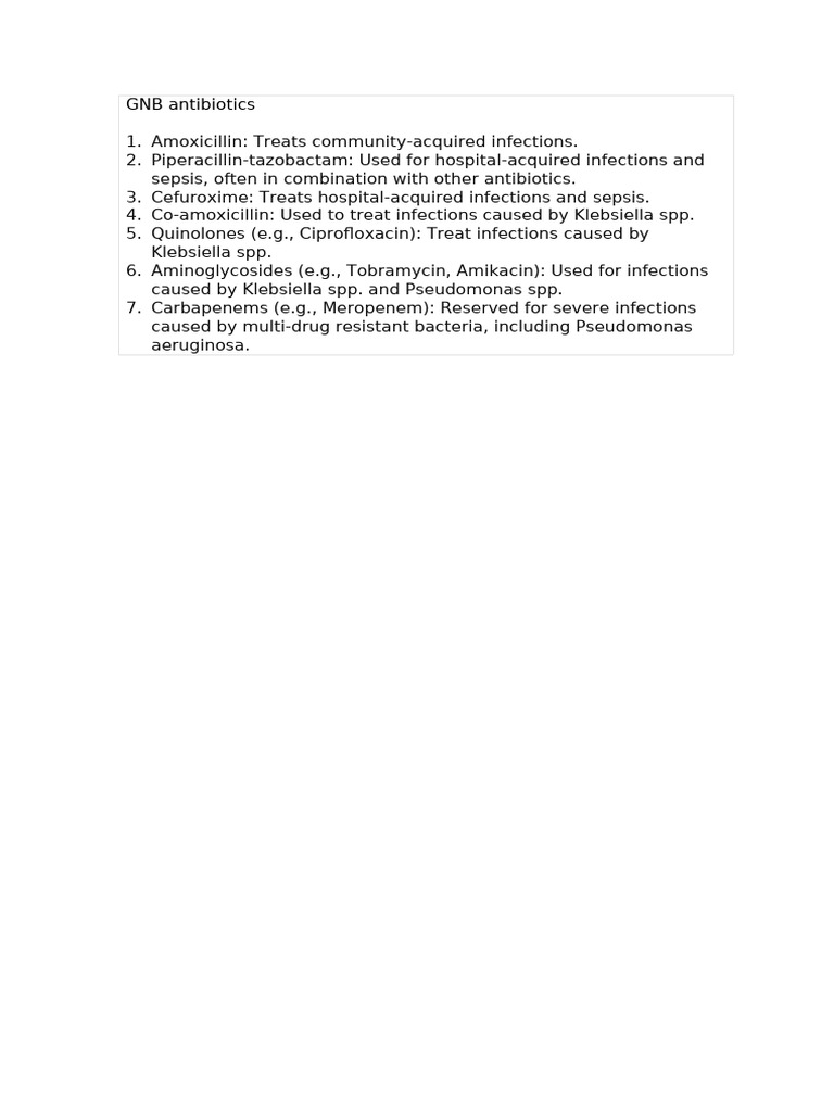 GNB Antibiotics for Infections | PDF