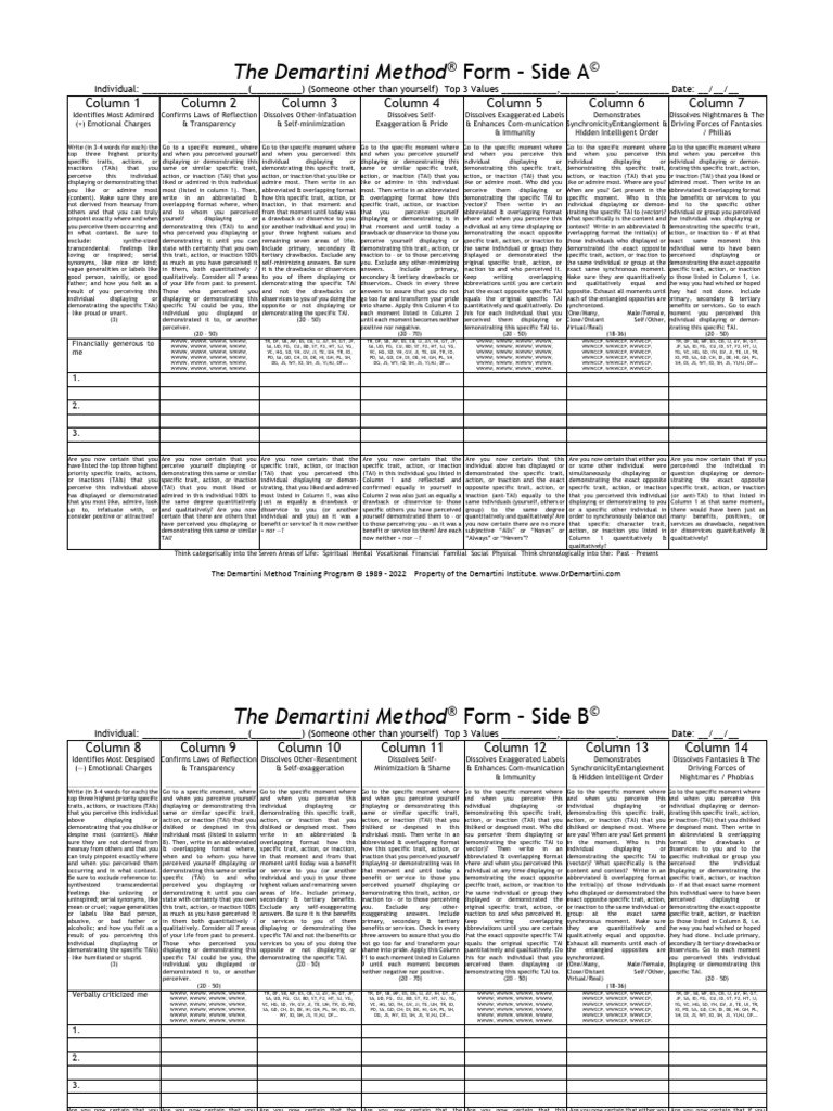 Demartini Method Review With Lisa Handouts 1 1 | PDF | Social Psychology | Psychological Attitude