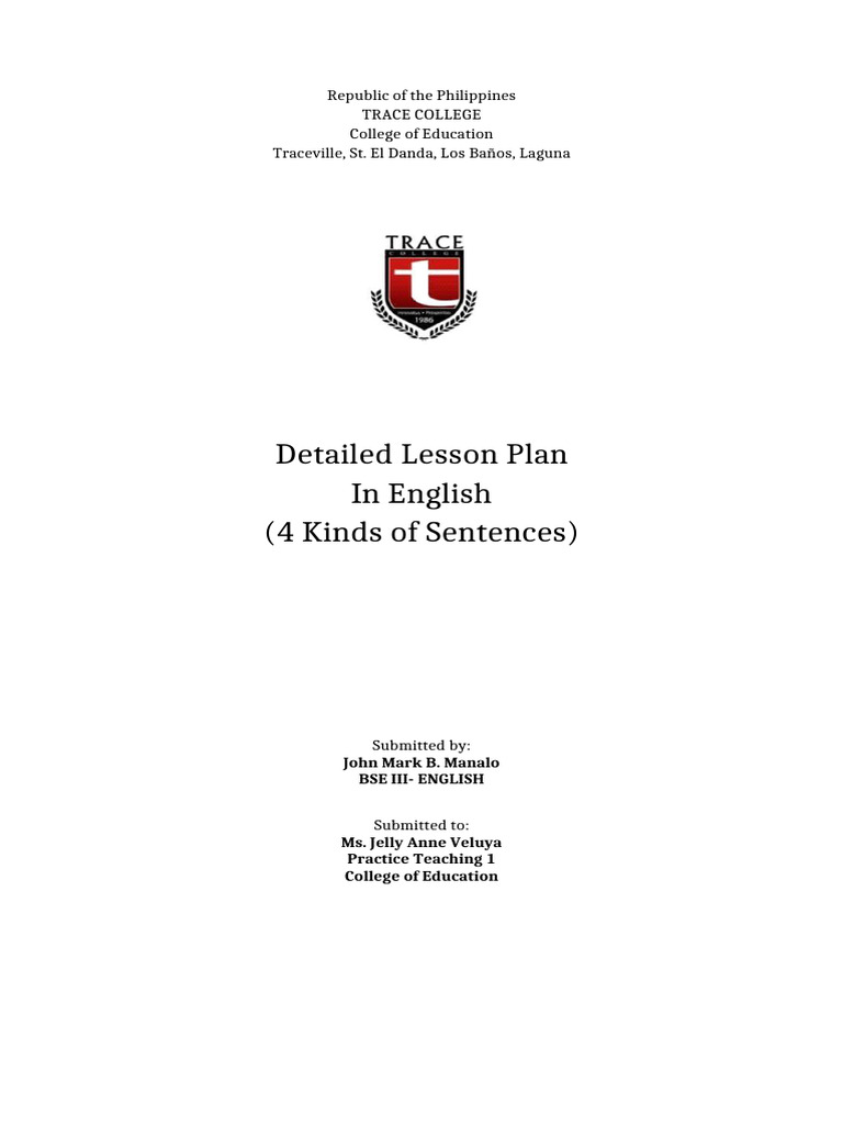 4 Sentence Types Lesson Plan | PDF | Question | Human Communication