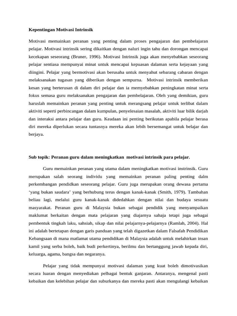 Kepentingan Motivasi Intrinsik | PDF
